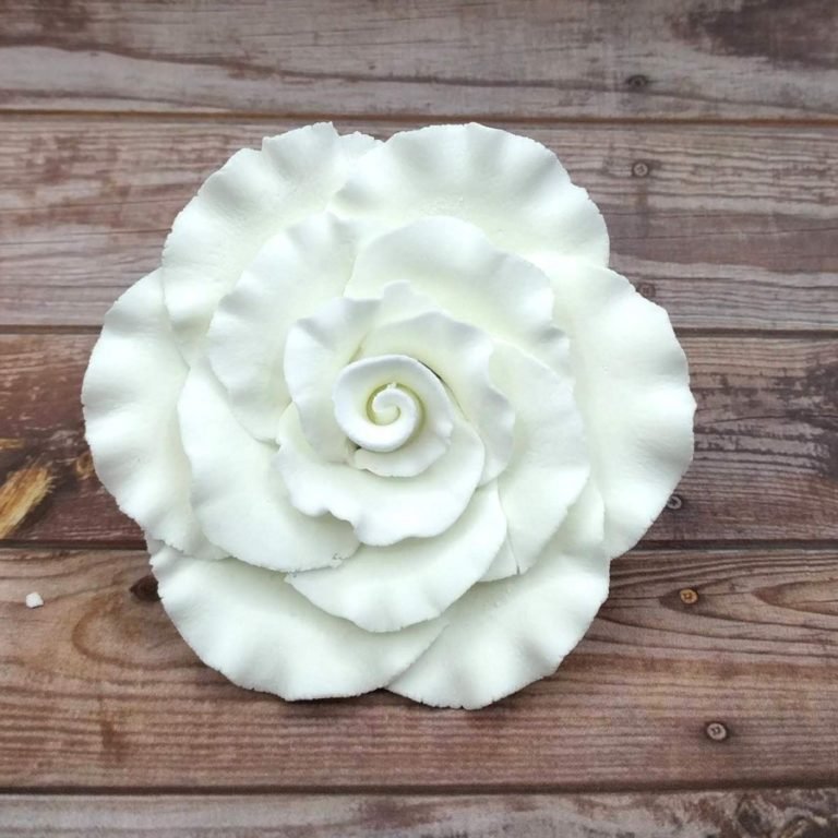3" White Formal Gum Paste Rose - Mia Cake House